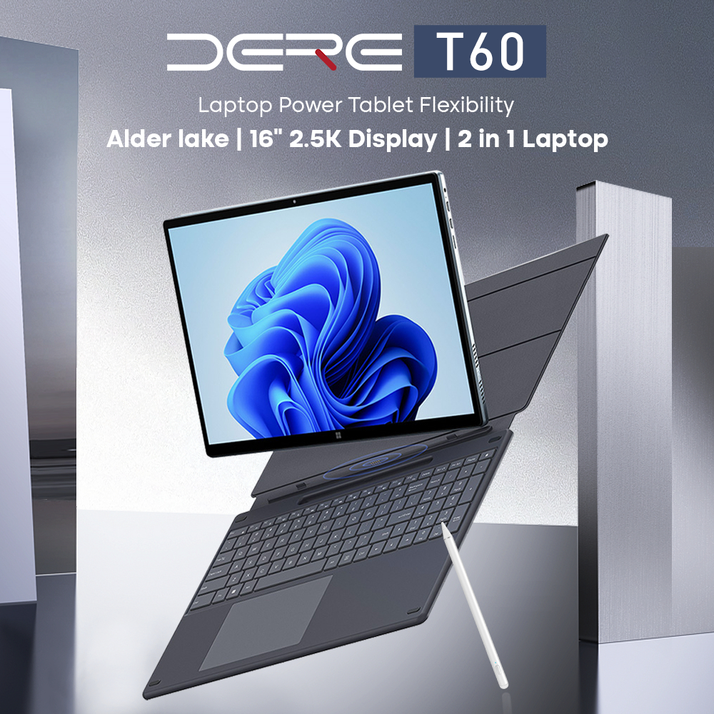 DERE Laptop T60 Pro 16 Inch Touchscreen Laptop 12GB DDR5+1TB SSD 2.5K ...