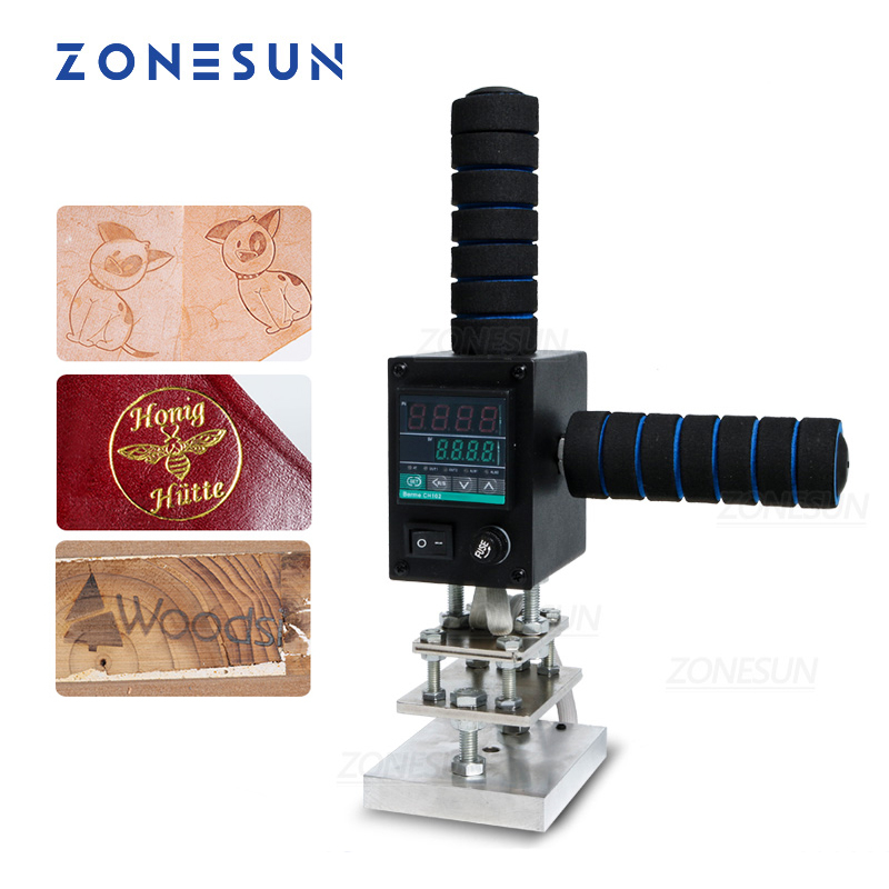 ZONESUN Double Handle Hot Foil Stamping Machine LOGO Branding Machine ...