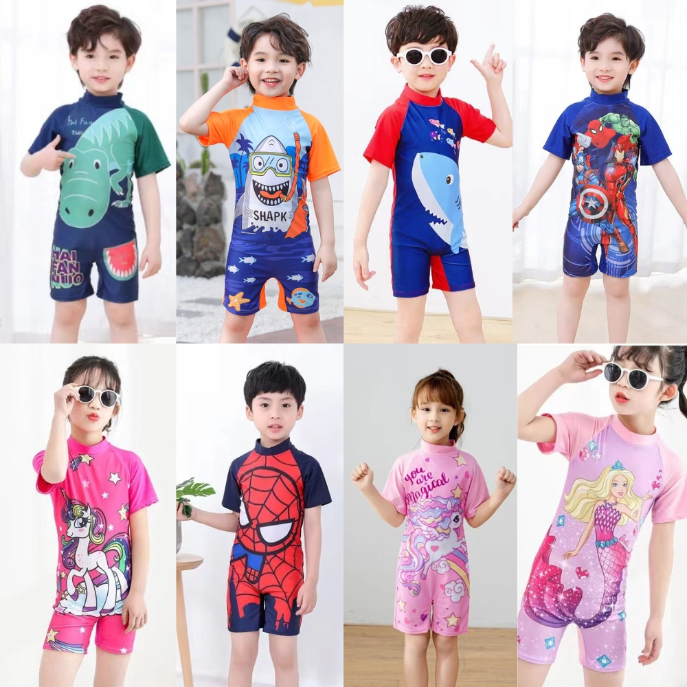 Kids Fashion 1pc Swimwear Dri-fit Rashguard Swimming costume for Boys ...