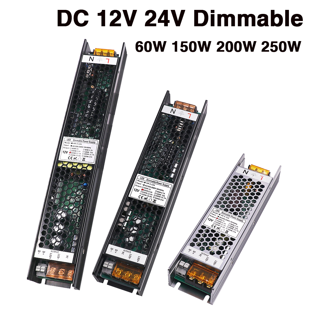 Dimmable LED Driver Power Supply AC 200V-240V To DC 12 V 24V 60W 100W 150W 200W 250W Lighting ...
