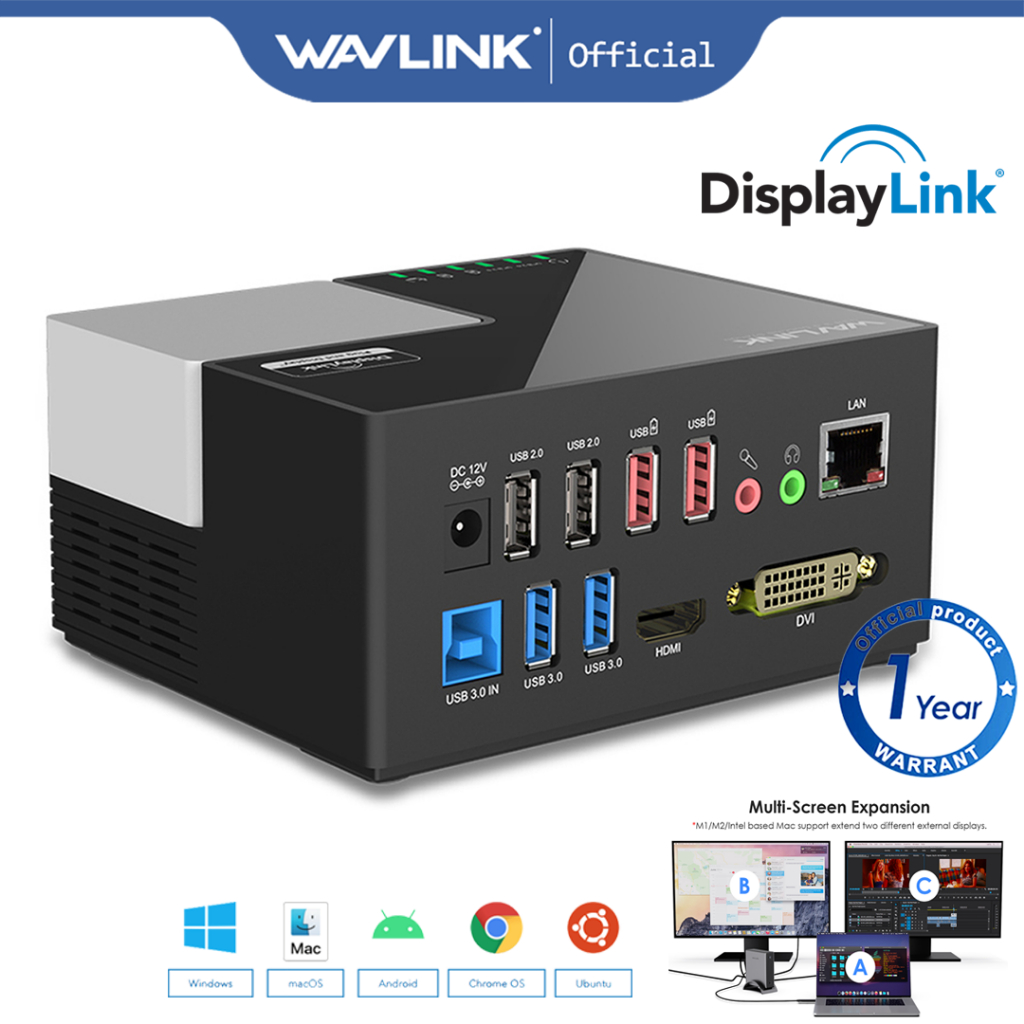 Wavlink Universal USB 3.0 DisplayLink 2k Dual 1080p Video Docking ...