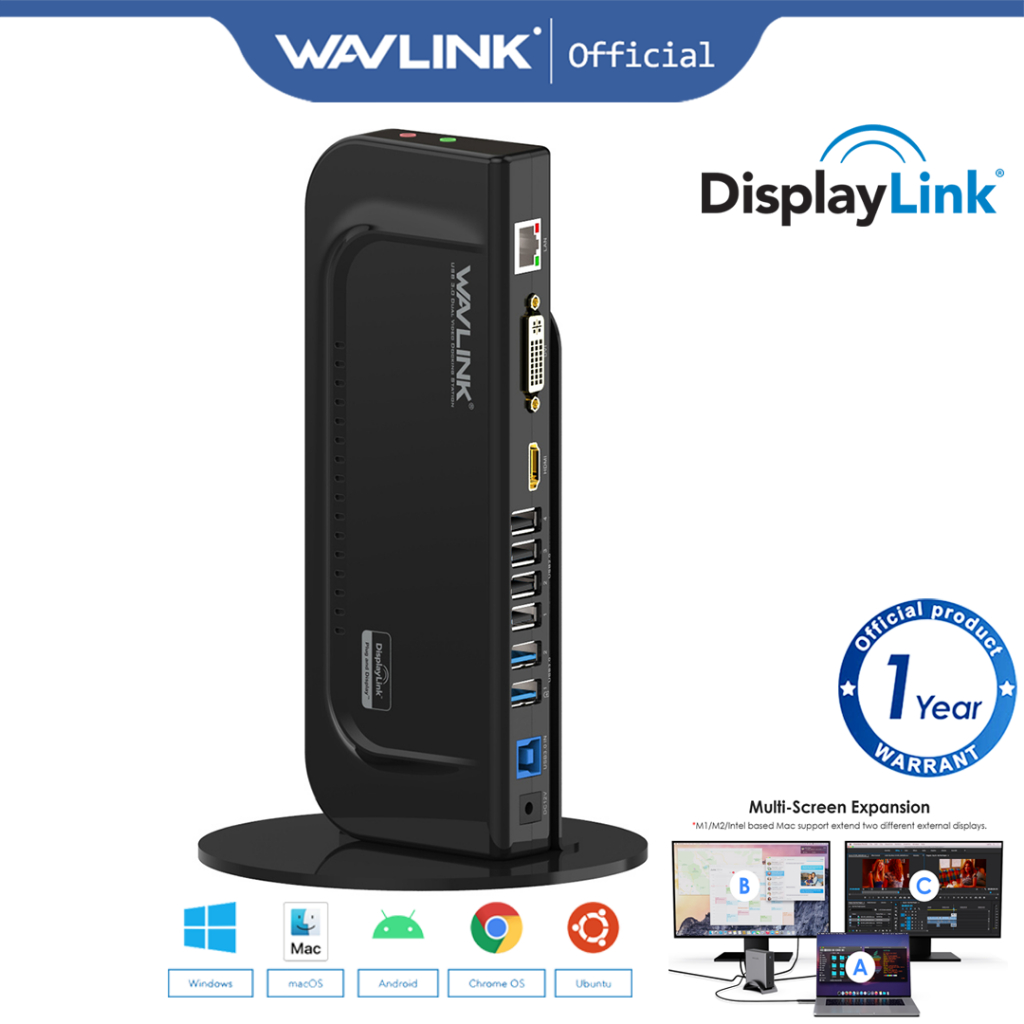 Wavlink USB-A/C 3.0 Universal Docking Station Gigabit Ethernet Supports ...