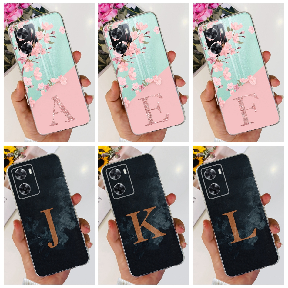 OPPO A57 4G 2022 A77 A77s A57e A57s Beautiful Flower Fog Initial Letter ...