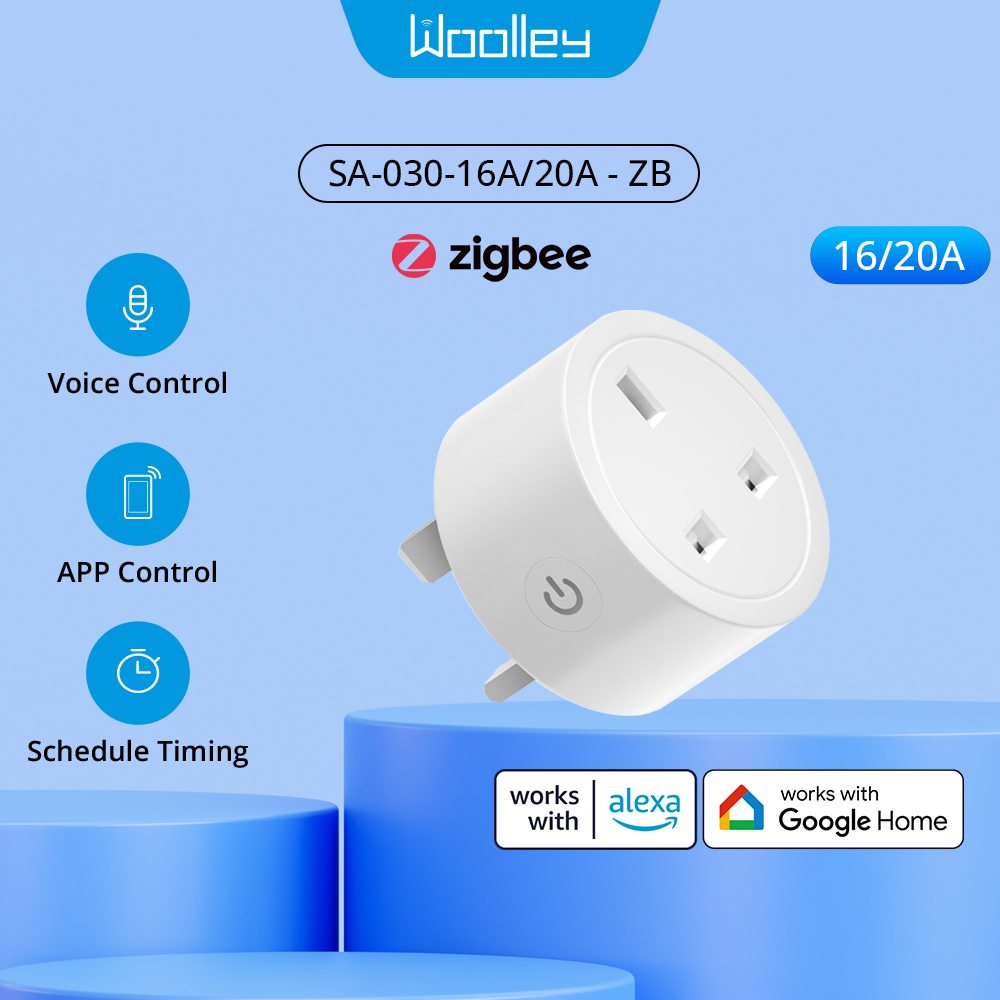 Woolley Smart Plug UK Zigbee 3.0 Wireless Remote Control ON/OFF Switch Smart Home Sockets with ...