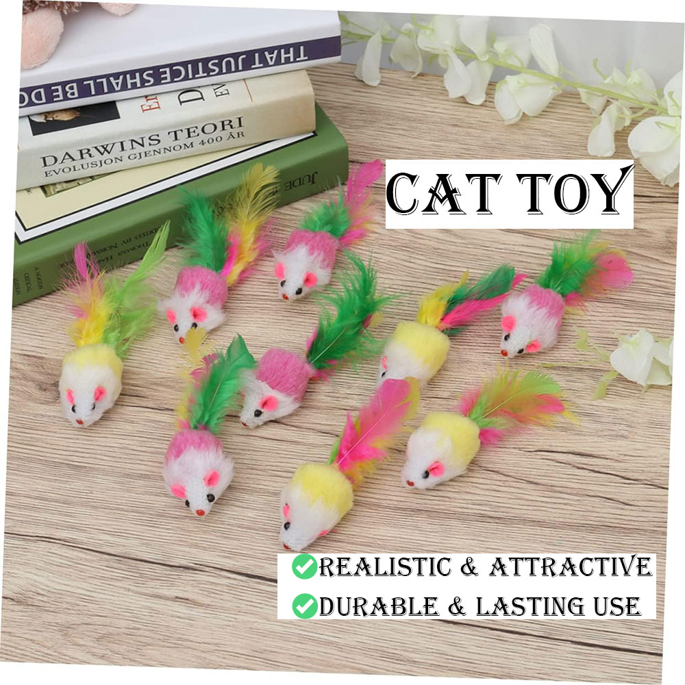AQUARZOO Cat Mouse Toys,Interactive Rattling Plush Vocalize Mice Toy ...
