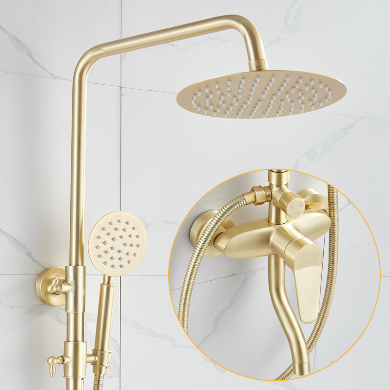 Nordic brass simple light luxury brushed gold all-copper hot and cold ...