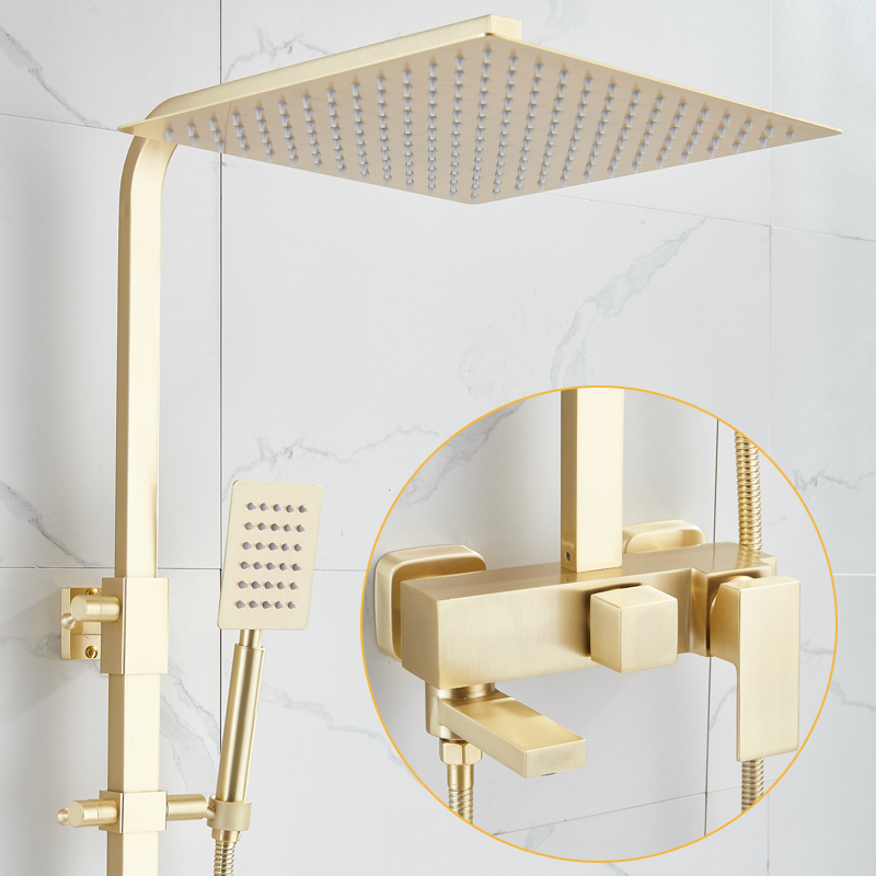 Nordic brass simple light luxury brushed gold all-copper hot and cold ...