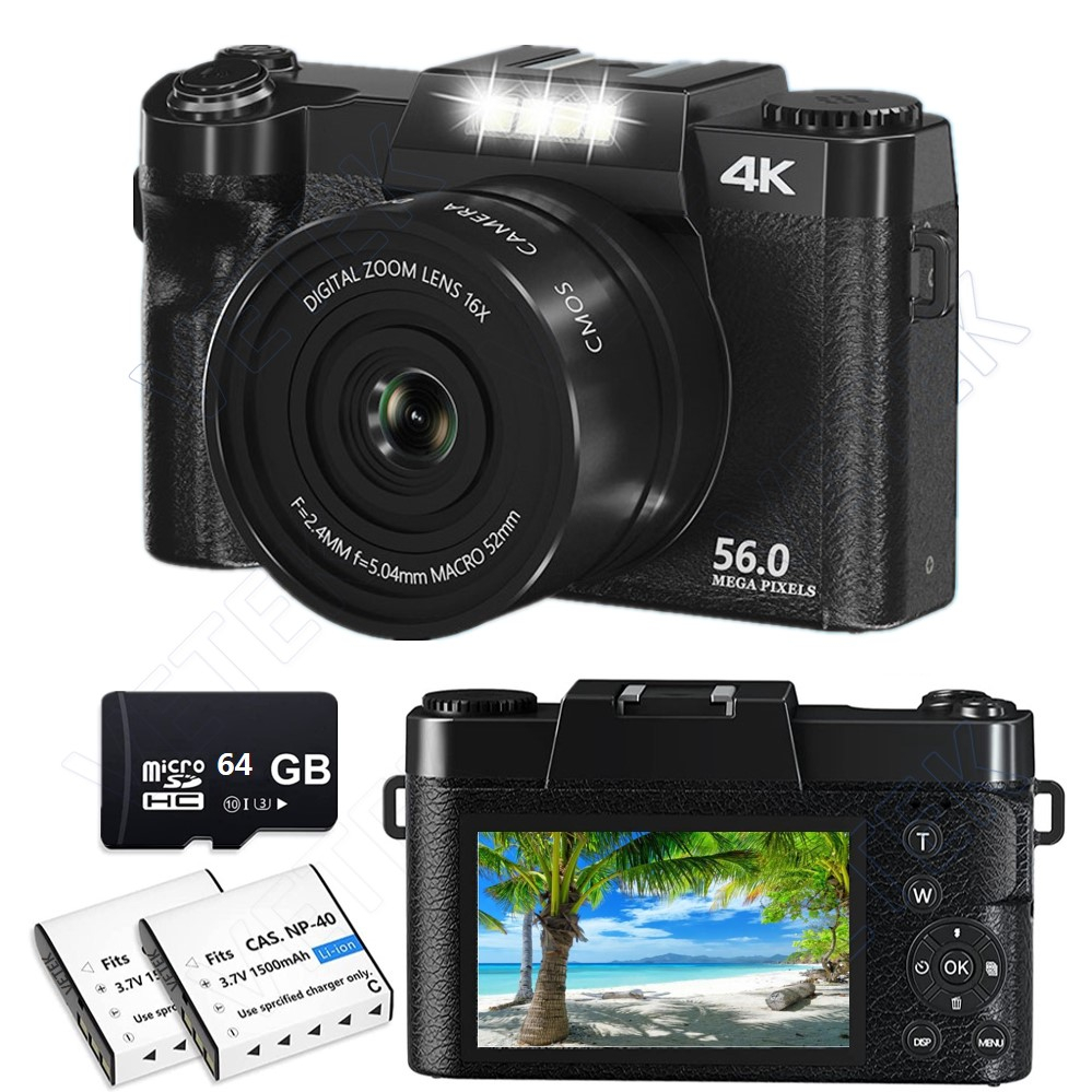 Digital Camera, Vlogging Camera, 4K 56MP Point and Shoot Cameras for ...
