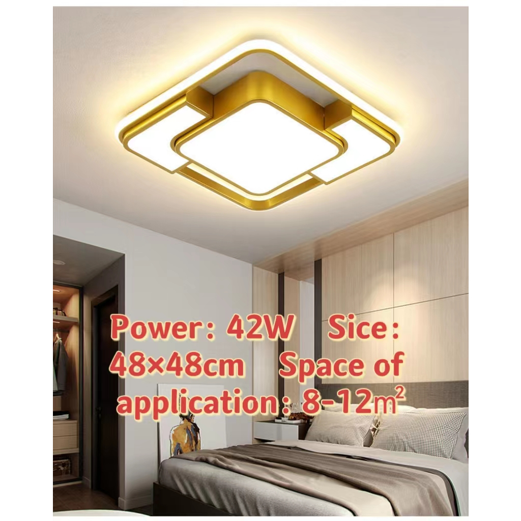 Ready Stock Modern LED Ceiling Light Dimmable With Remote Black Square ...
