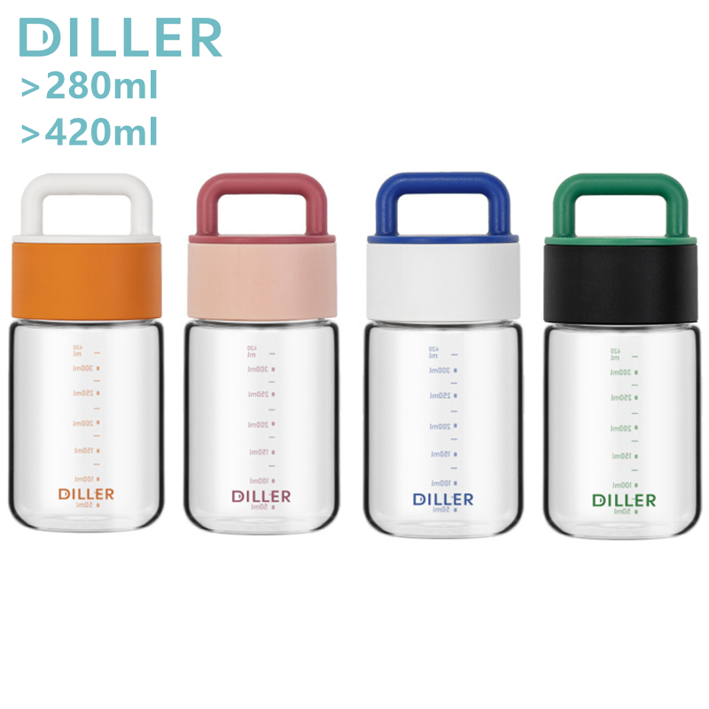 Diller Glass Bottle Easy Handle Borosilicate Glass Juice Cup (280ml ...