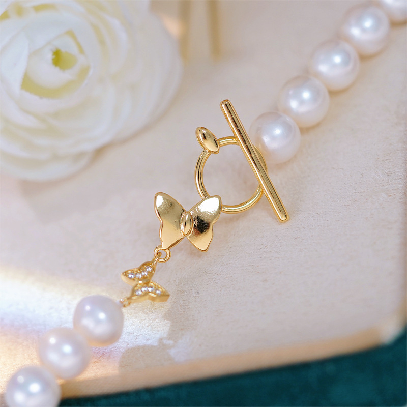 Double Butterfly OT Button Pearl Necklace Bracelet Ending Connection ...