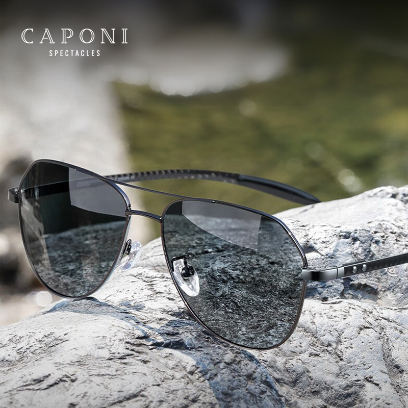 Caponi Carbon Fiber Mens Sunglasses Photochromic Polarized Outdoor