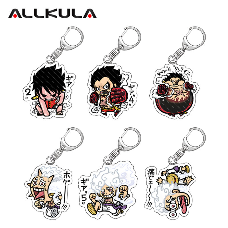 8 Styles One Piece Keychain Collectible Double Sided Key Chain Acrylic ...