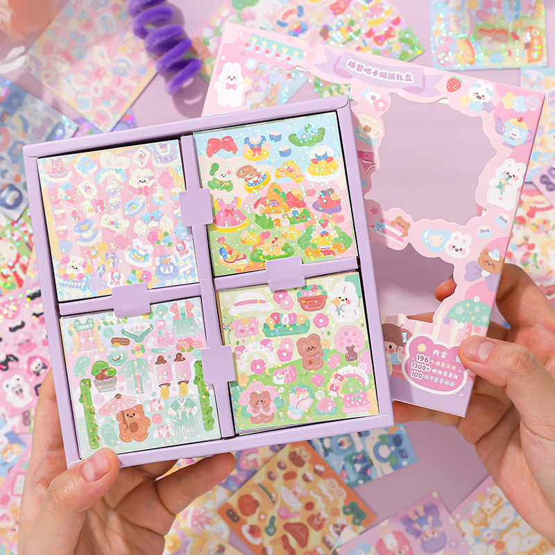 Mr. Paper 100 sheets/box Flash film sticker Cute cartoon girlcharacter ...