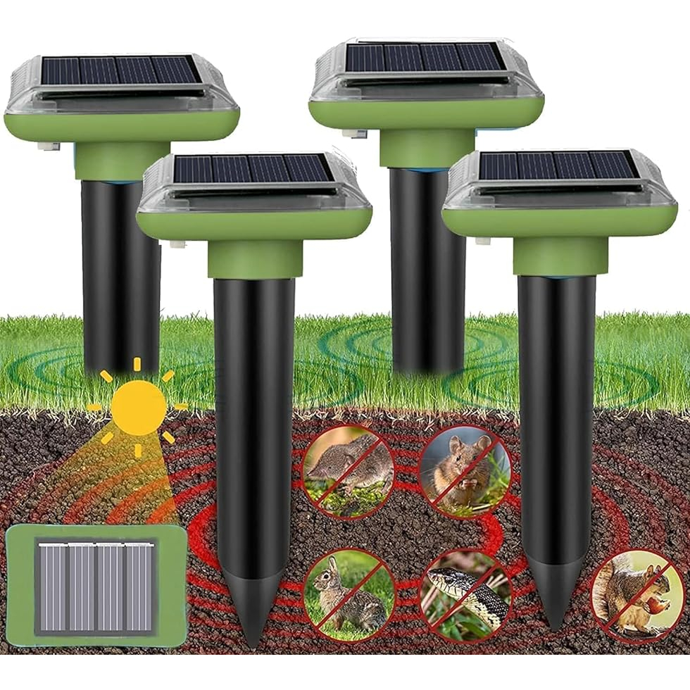 4pcs Solar Ultrasonic Rat repellent/Mole/bats/Snake/Repellent ...