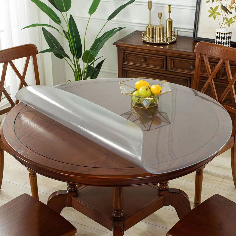 transparent round table cover alas meja bulat plastik pvc table mat ...