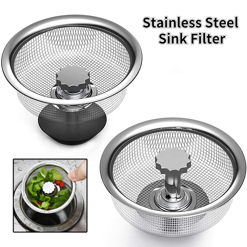 Kitchen Stainless Steel Sink Strainer Garbage Filter Mesh Type Sink ...