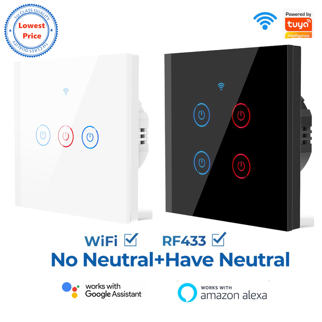 Tuya WiFi + RF433MHz Touch Smart Switch Light Without No Neutral Wire ...