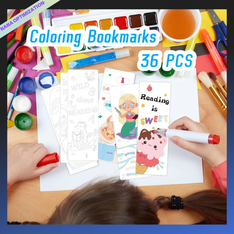 Children's reading bookmarks. Students can color DIY paper bookmarks ...