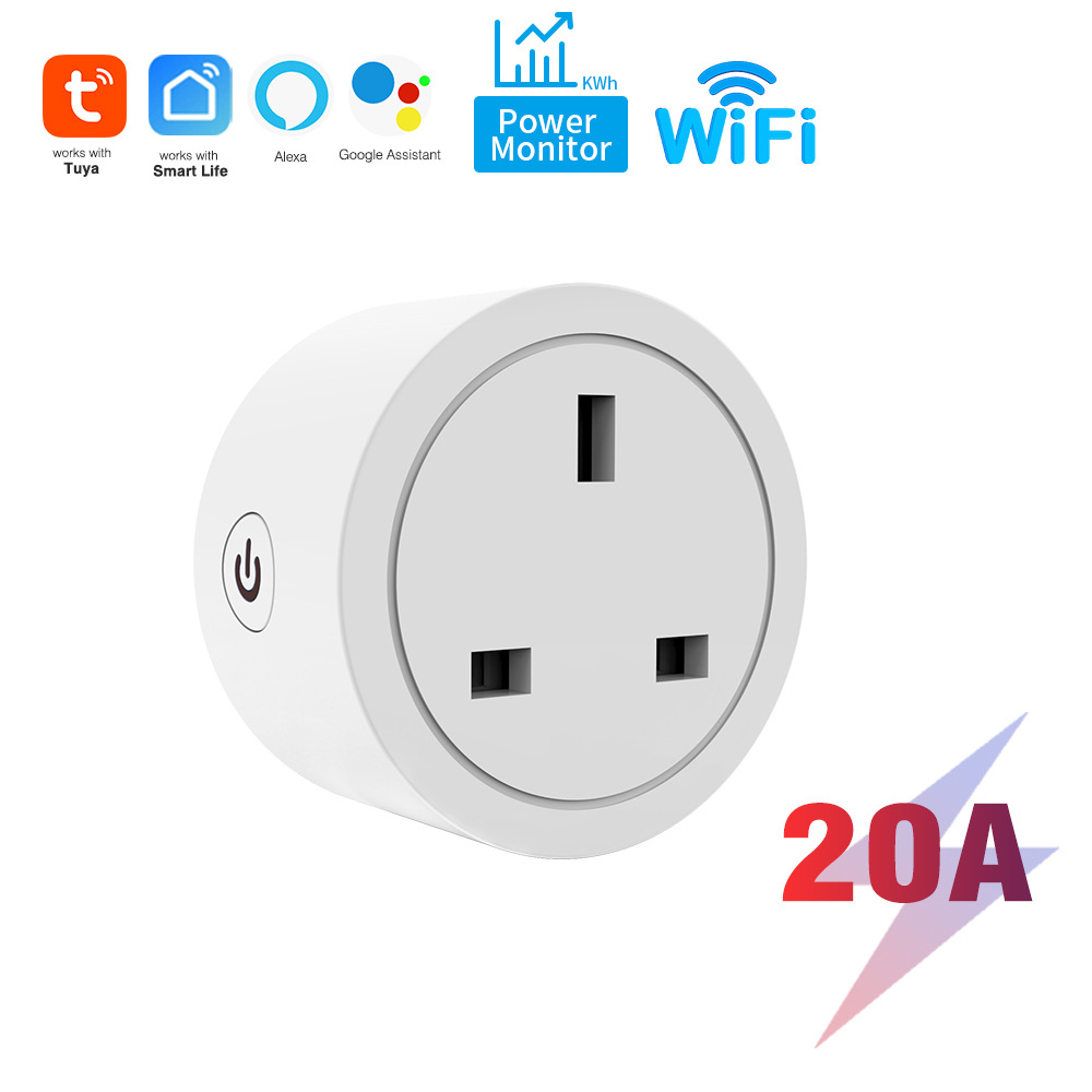 WiFi Smart Tuya 16A/20A Socket Power Plug UK Smart Life Wireless ...
