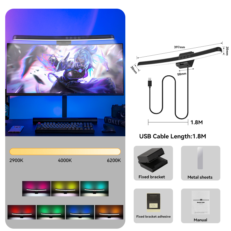 Remote Monitor Light Bar Dimmable Screen Hanging Lights USB Led Table ...