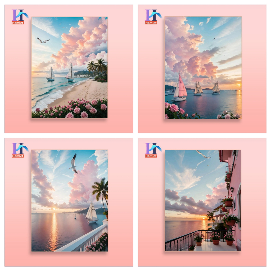 Hamlet【30*40cm】Landscape/Sea/paint by number/hand-painted color/acrylic ...