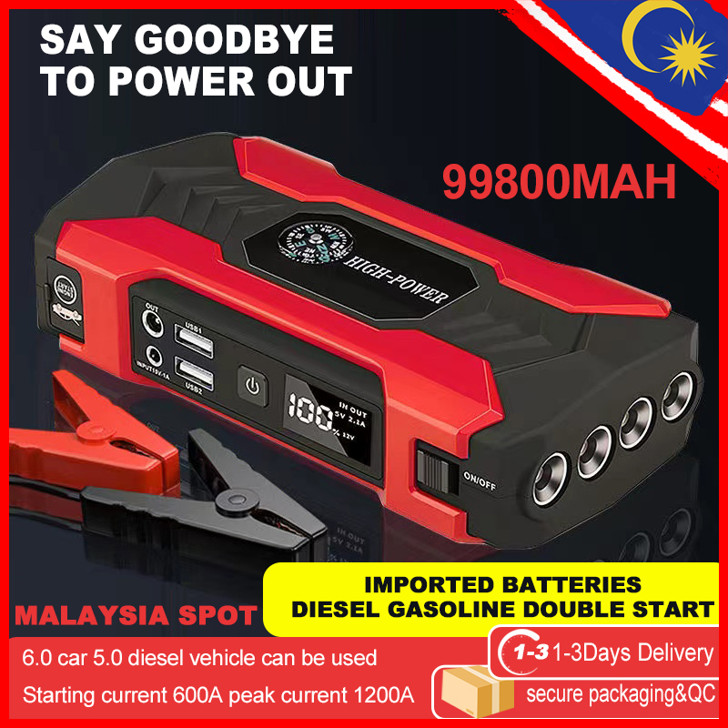 Car Power Bank 99800Mah High Power Multi-function Car Jump Starter Power Car Tyre Jumper Kereta ...