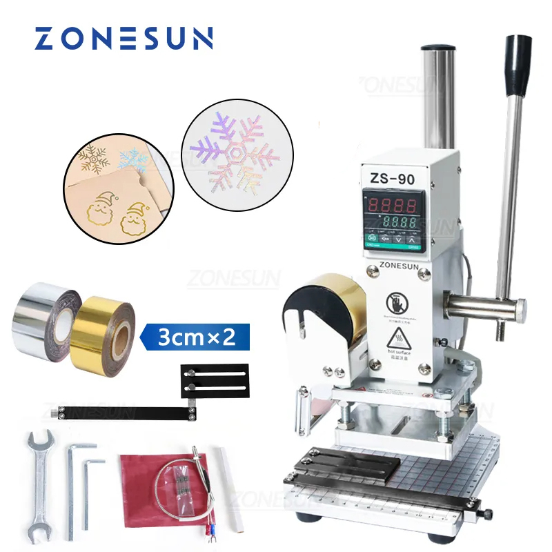 ZONESUN ZS90 Table-top Hot Foil Stamping Machine Embossing Machine ...