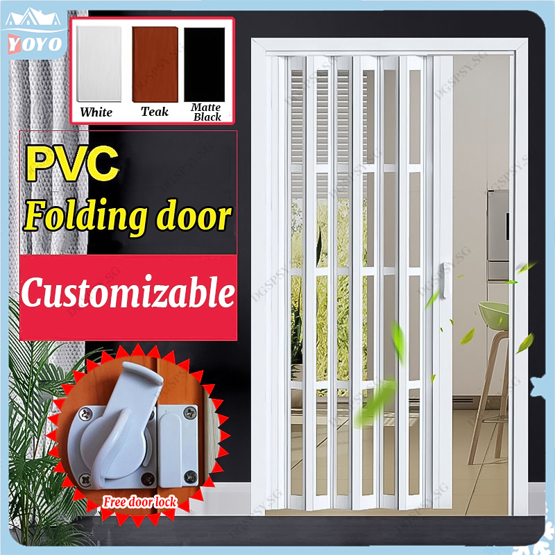 PVC folding door no punch sliding indoor partition kitchen invisible ...