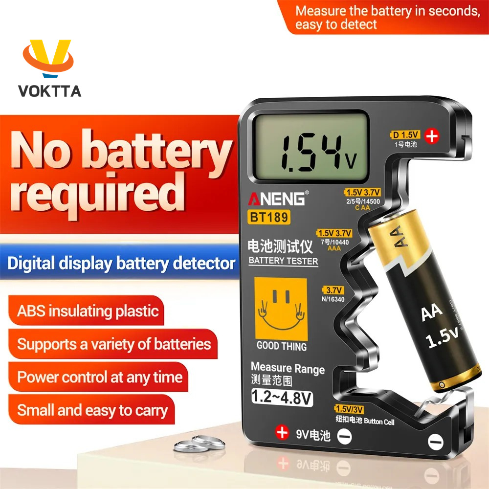 VOKTTA ANENG BT189 Button Cell Battery Tester Universal Household LCD ...