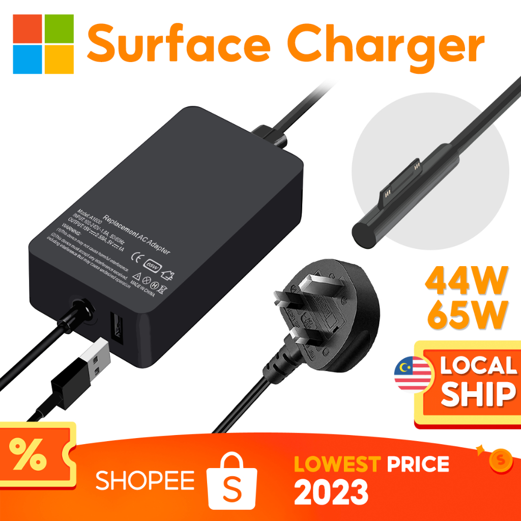 Charger for Surface Pro 44W 65W Laptop Go Power Adapter Brand New ...