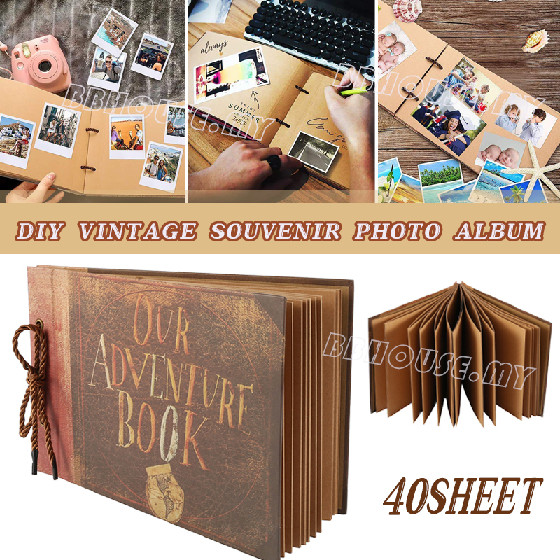 Photo Album 11.6 x 7.5 Inch Expandable Retro DIY Album Scrapbook Family ...