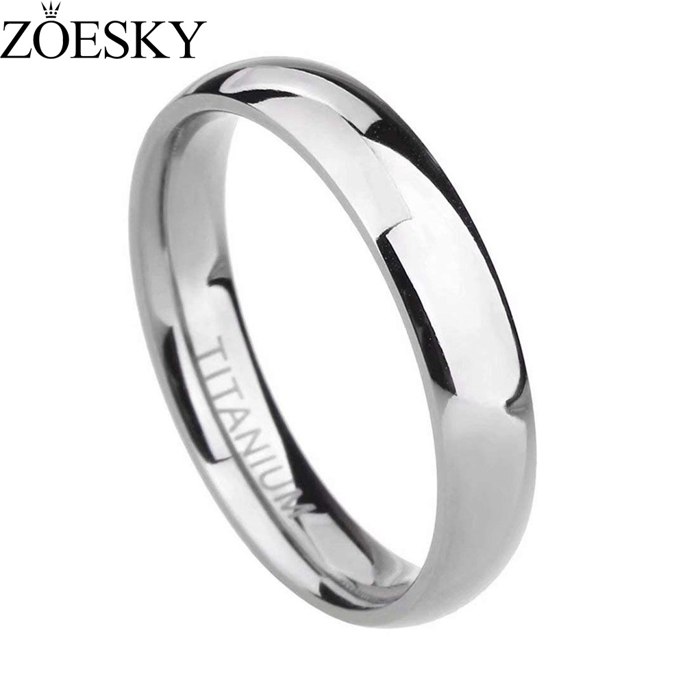 ZOESKY Titanium Ring 4mm Plain Dome High Polished Wedding Band Comfort ...