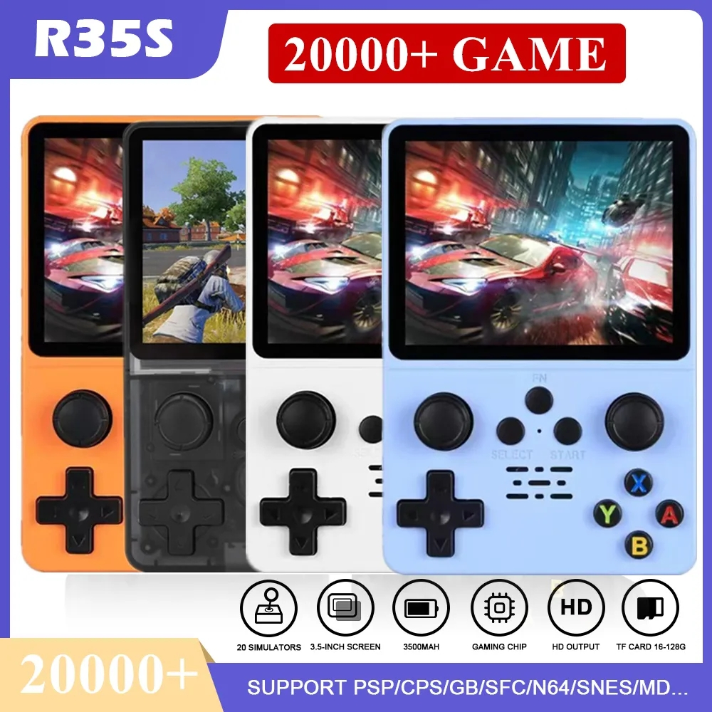 R35S Retro Handheld Video Game Console Linux System 3.5 Inch IPS Screen ...