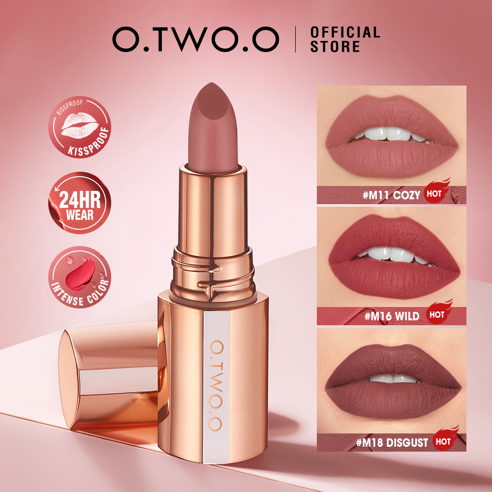 O.TWO.O Gincu Matte Kissproof Lipstick 24J Tahan 11 Warna | Shopee Malaysia