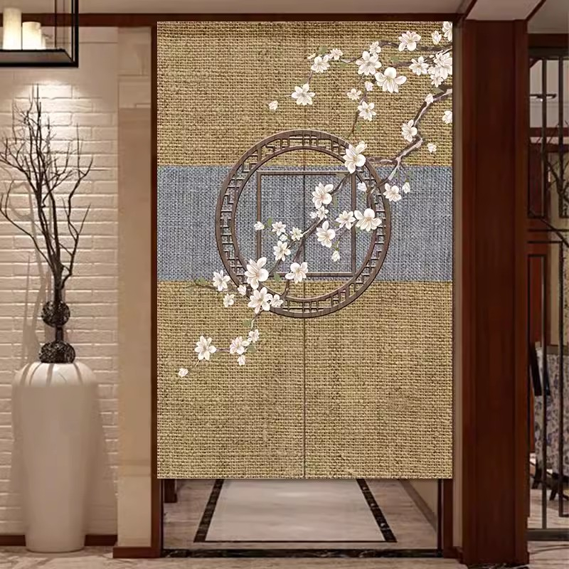 Chinese Style Zen Door Curtain Fabric Bedroom Living Room Decoration ...
