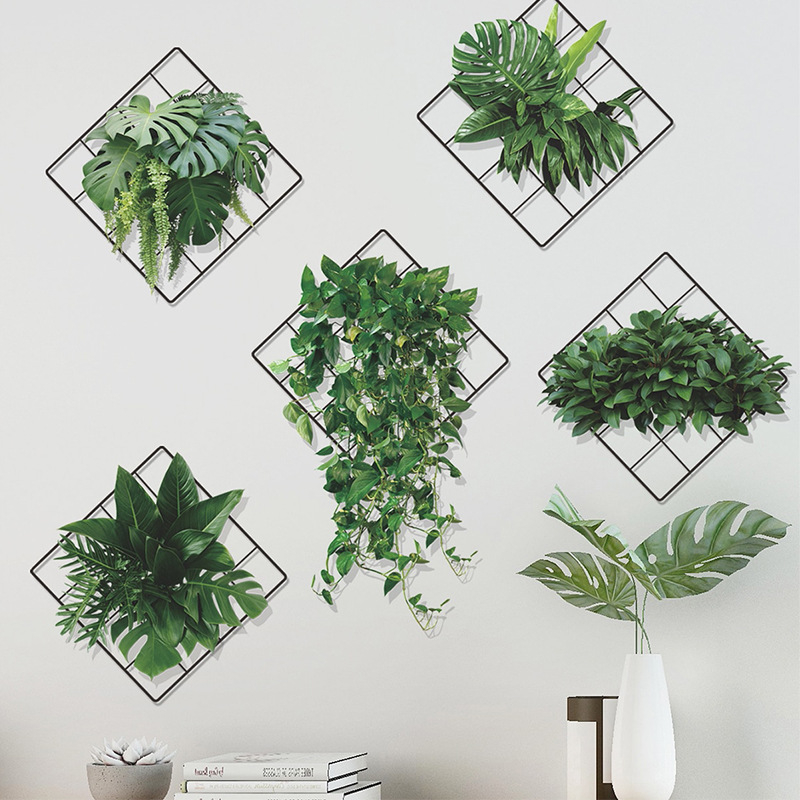 6PC/SET Wall Stickers, Simulation Iron Mesh Green Rose Wall Decal For ...