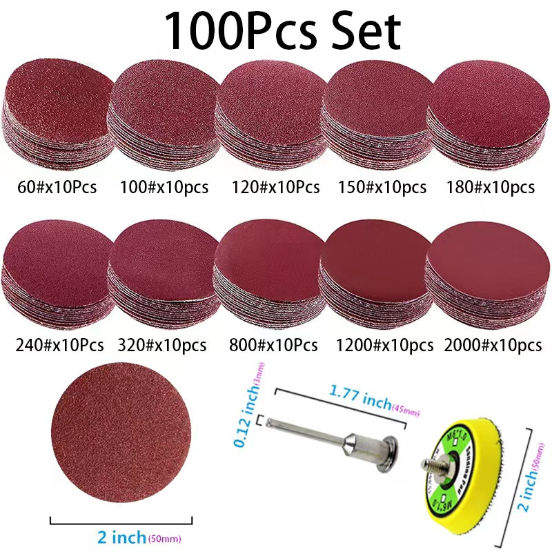 2 inch 50mm Abrasive Paper Round Flocking Sanding Paper SandPaper For ...