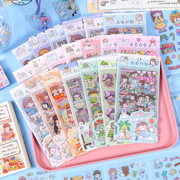 (6pcs/ Pack) Girl Diary Sticker Cute Cartoon Kids Sticker PET ...