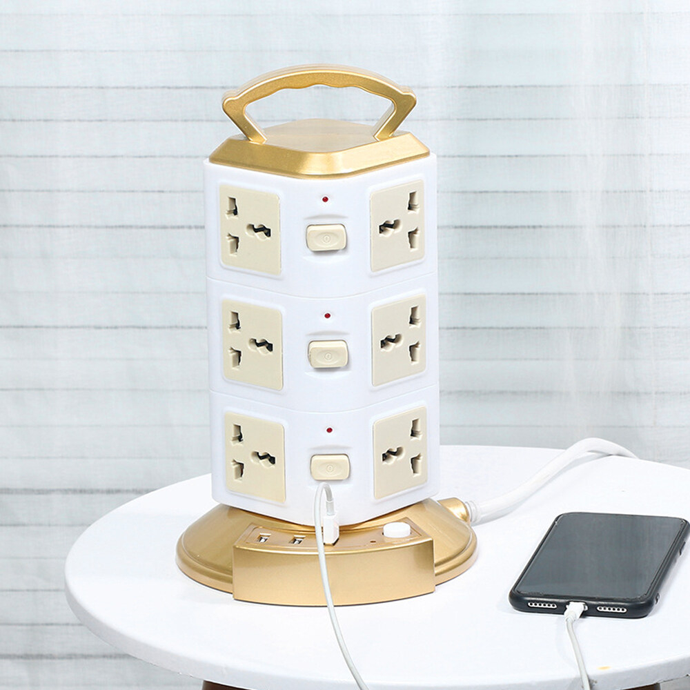 3 Meter Wire Space Saving Universal Tower Extension Socket Plug Dual ...
