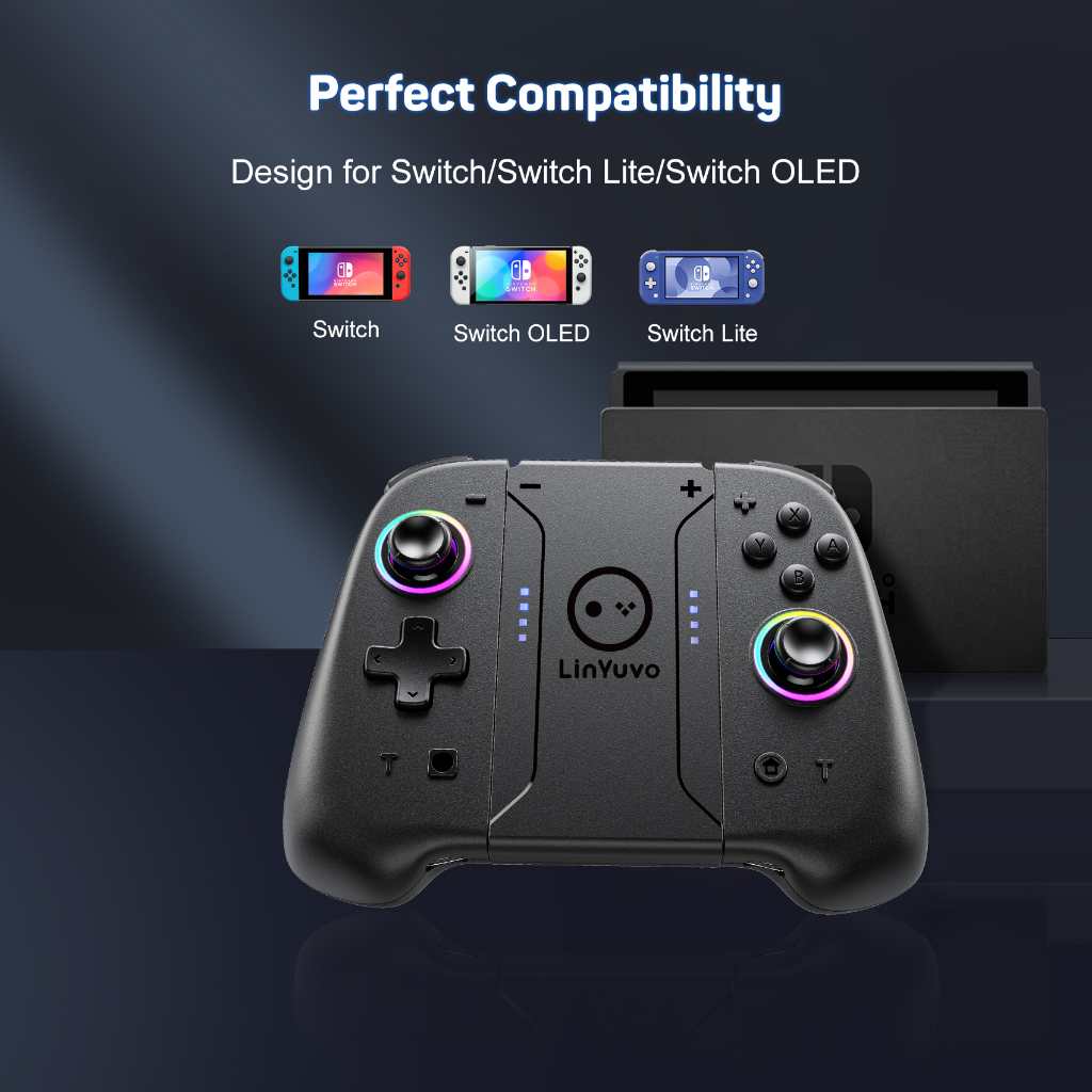 LinYuvo Game Controller Wireless L/R Joypad for Switch/Switch Lite/OLED for Joycon Controller ...