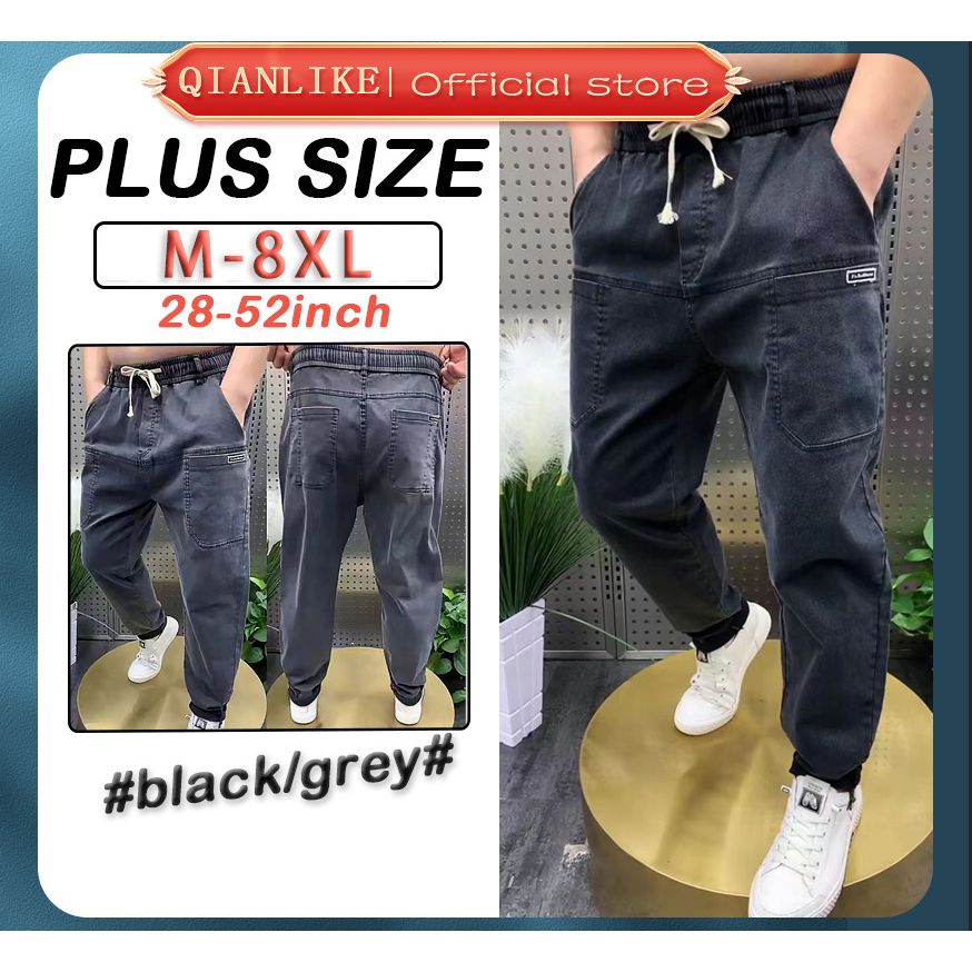 【M-8XL】Stretchable Cargo Pants Men Plus Size Straight Cut Jeans Men Seluar Celana Panjang Lelaki ...