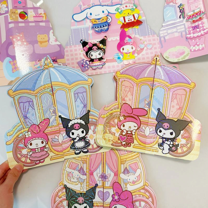 New Sanrio Dream Castle Dress Up Wardrobe Quiet Book DIY No-Cut Puzzle ...