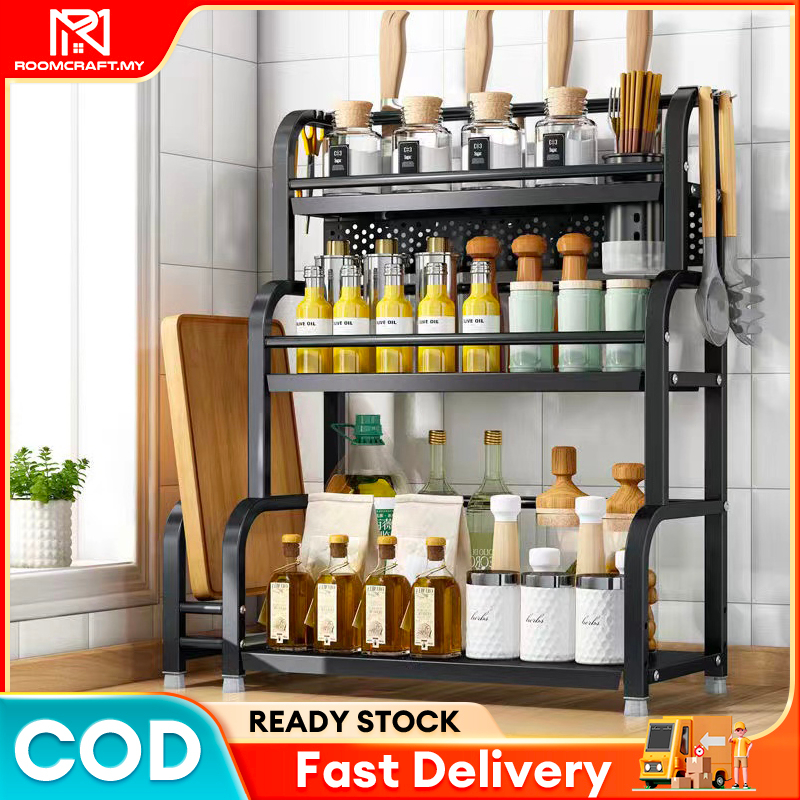 Kitchen Rak Rempah Spice Rack Stainless Steel Seasoning Bottle Rack ...