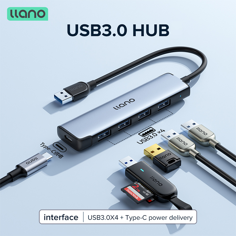 LLANO USB 3.0 4 Port Hub For Printer Mouse Keyboard HD Flash Drive USB C With 4 Port USB 3.0 Hub ...