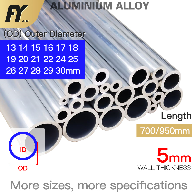 FUYI aluminum tube 5mm wall thickness pipe OD 13-30mm Straight 700mm ...