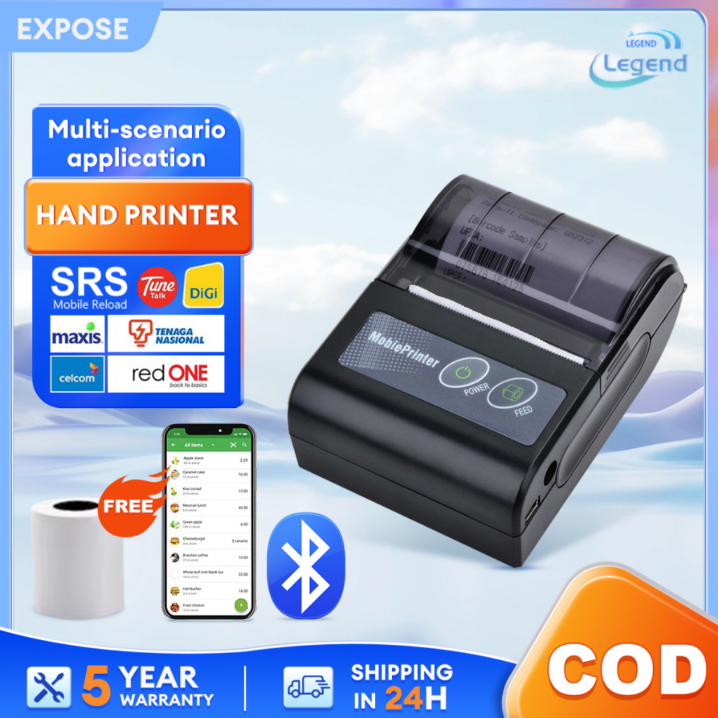 Printer Mini Thermal Bluetooth Printer Wireless Portable Receipt Printer Bluetooth Srs Wireless