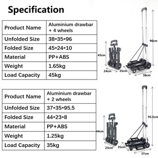 Folding Hand Truck Steel Trolley with 2/4 Wheels Multipurpose Foldable ...
