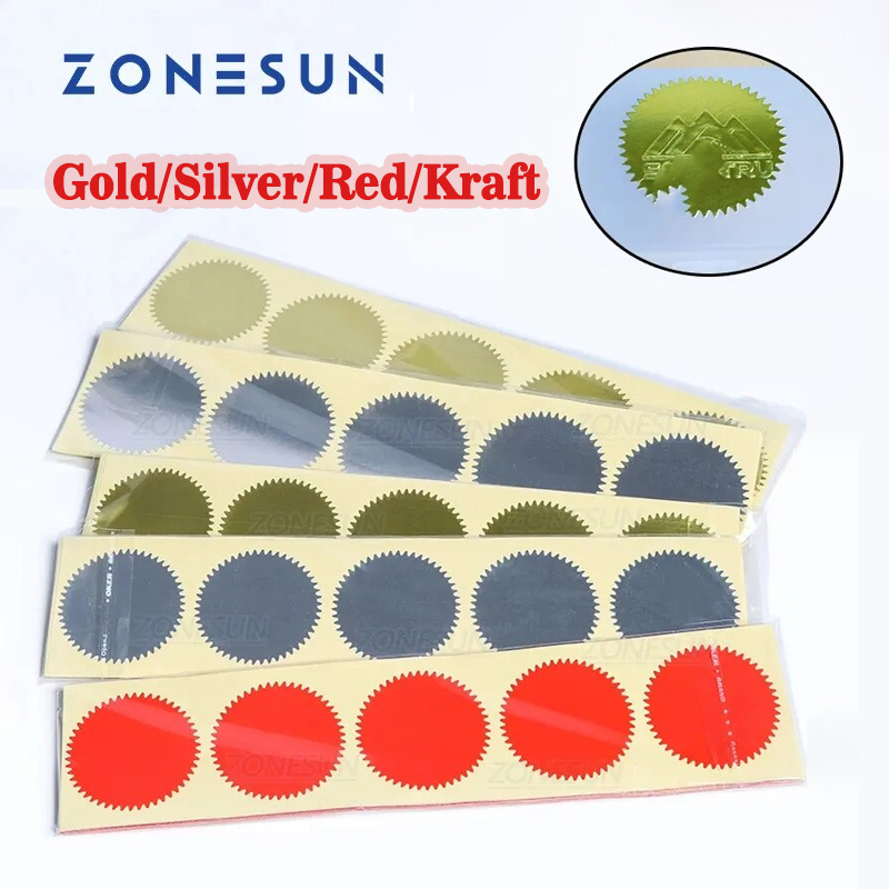 ZONESUN 100pcs 45/50mm Blank Embosser Stickers Colored Self-adhesive ...