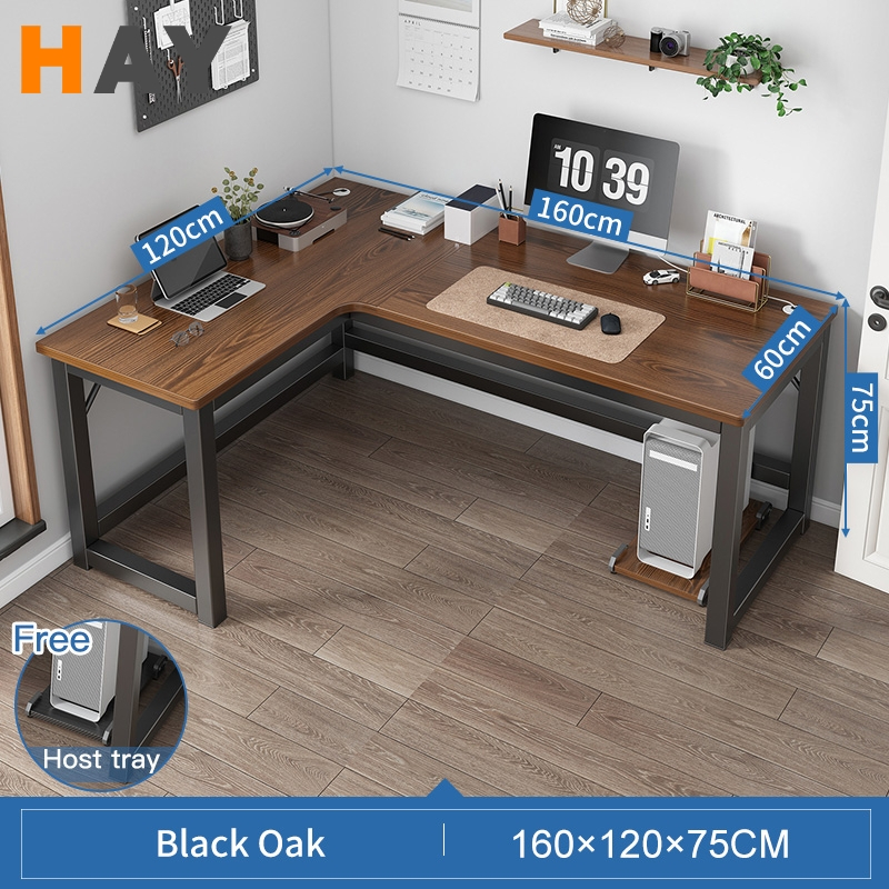L Shape Table Meja Komputer Office Table Home Computer Desk 180/160/140 ...